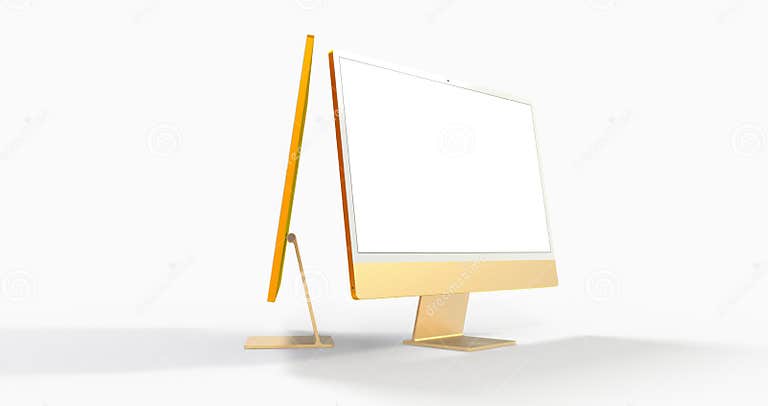 3D Rendering of Computer Monitors Isolated in White Stock Illustration ...