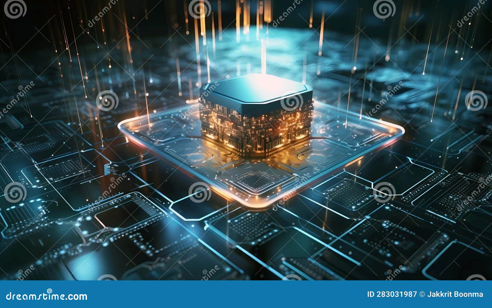 A Computer Processor with a Circuit on the Background, Generation AI ...