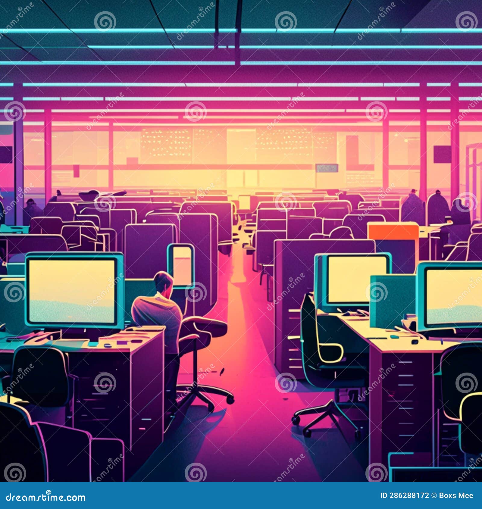 3d Rendering of a Computer Room in a Business Center with Computers AI ...