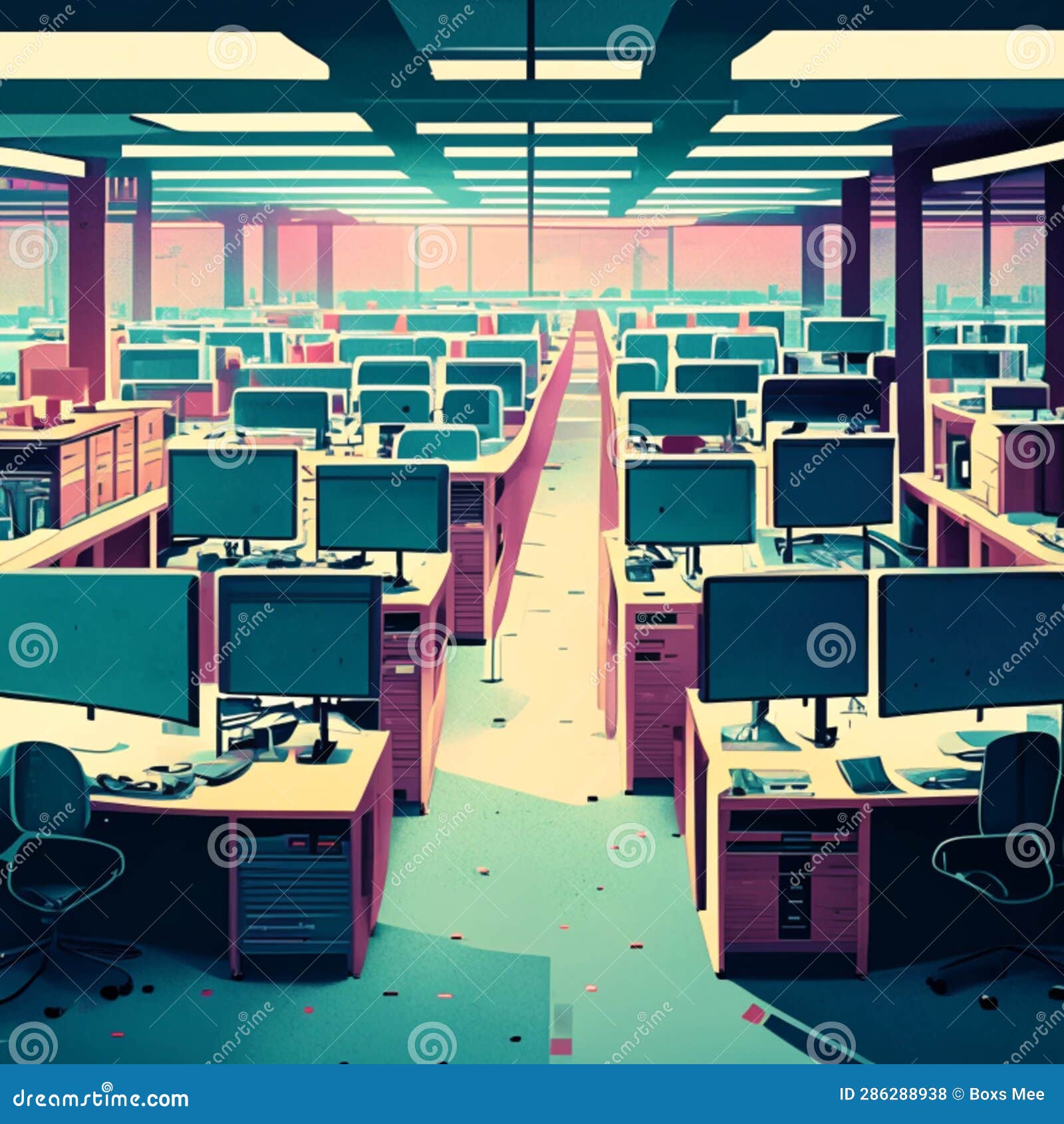 3d Rendering of a Computer Room with a Lot of Computers. Generative AI ...