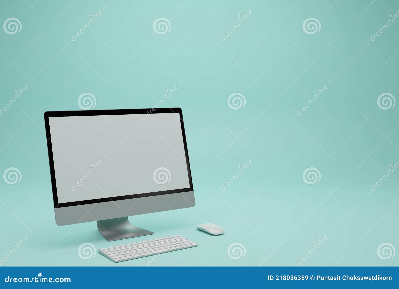 3D Rendering Computer Screen Display Monitor with Green Screen Isolate ...