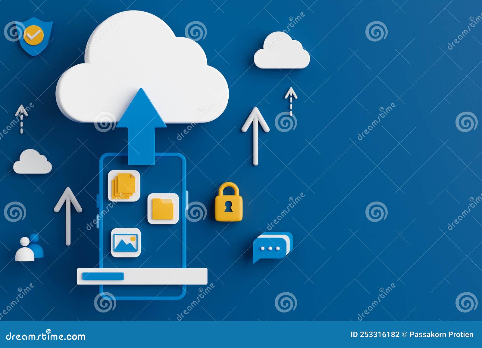 Cloud Computing Technology 3d Render. Stock Illustration - Illustration ...
