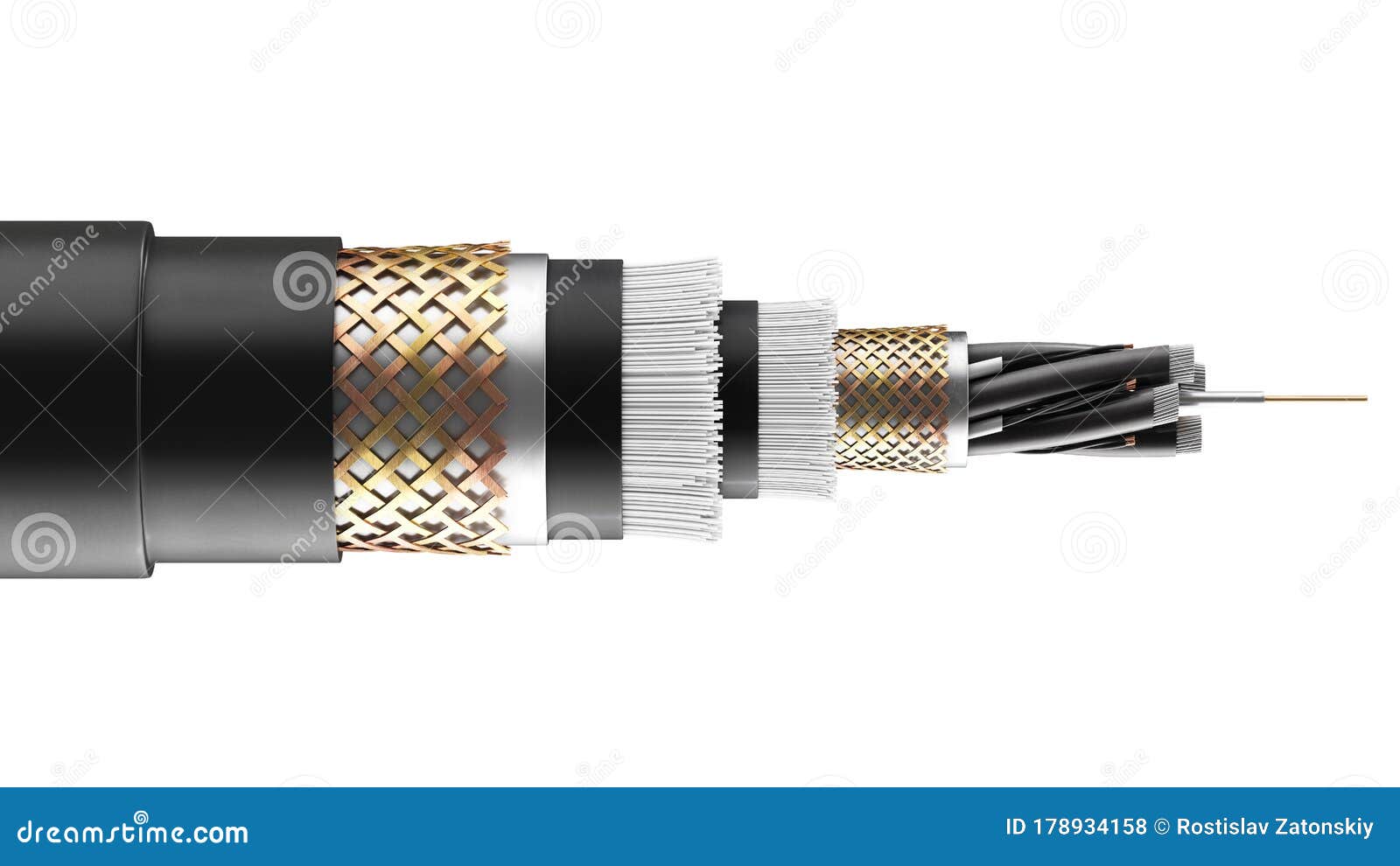 3d Rendering, Concept of Fiber Optic Cable Isolated on White Background ...