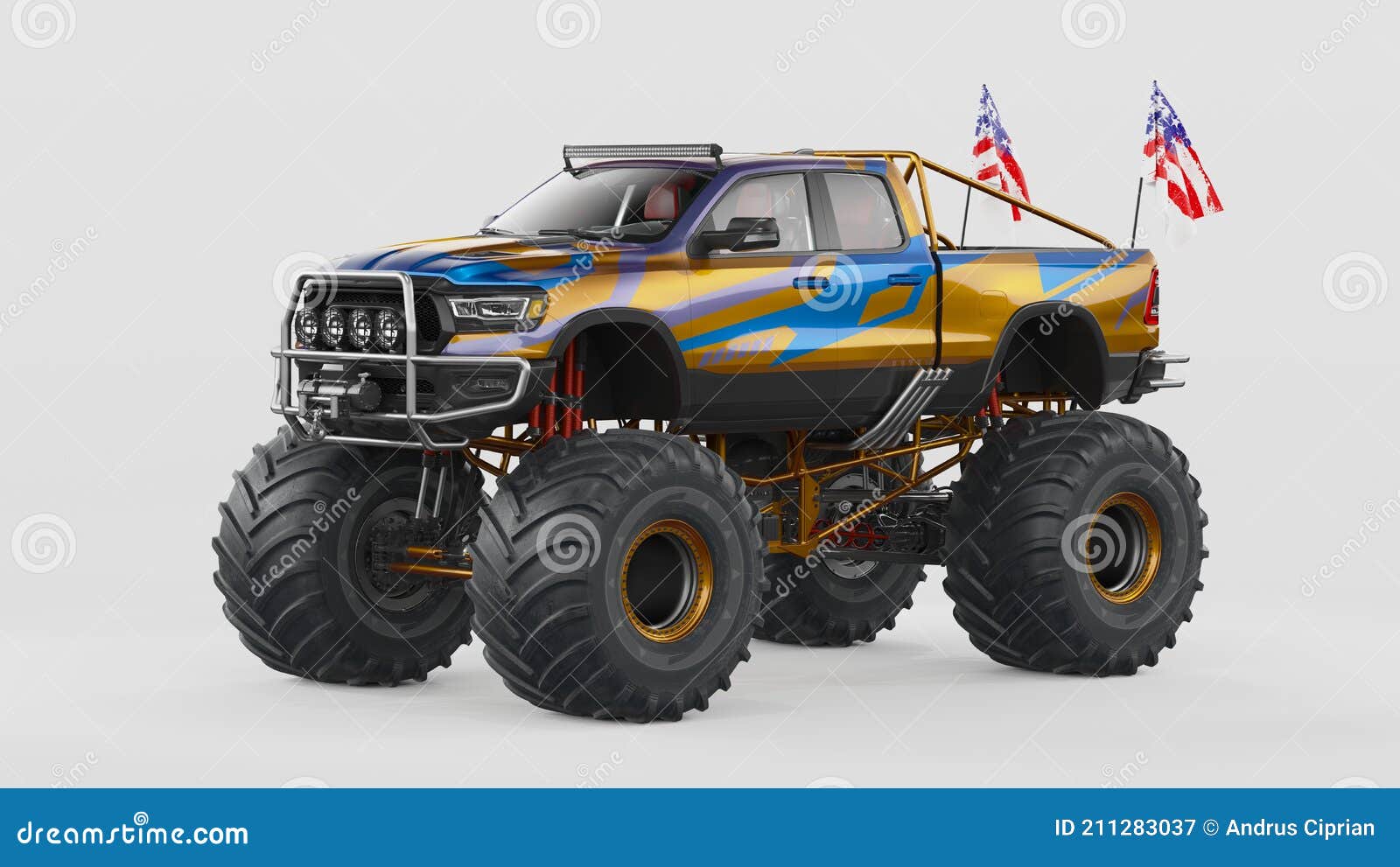 3D Rendering of a Concept Monster Truck Stock Illustration ...