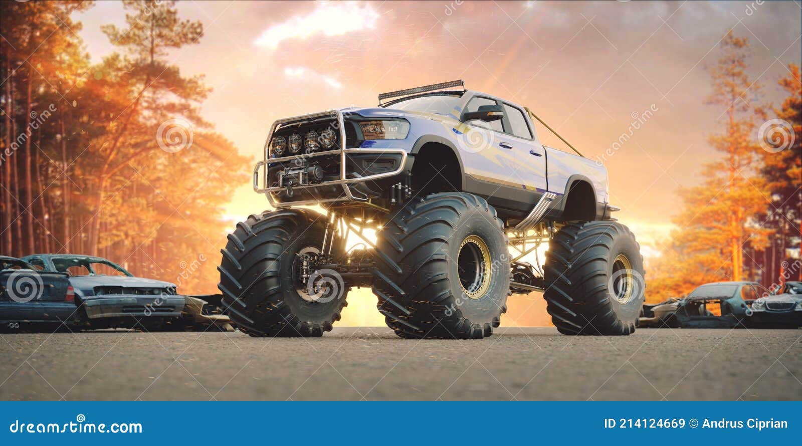 3D Rendering of a Concept Monster Truck Stock Illustration ...