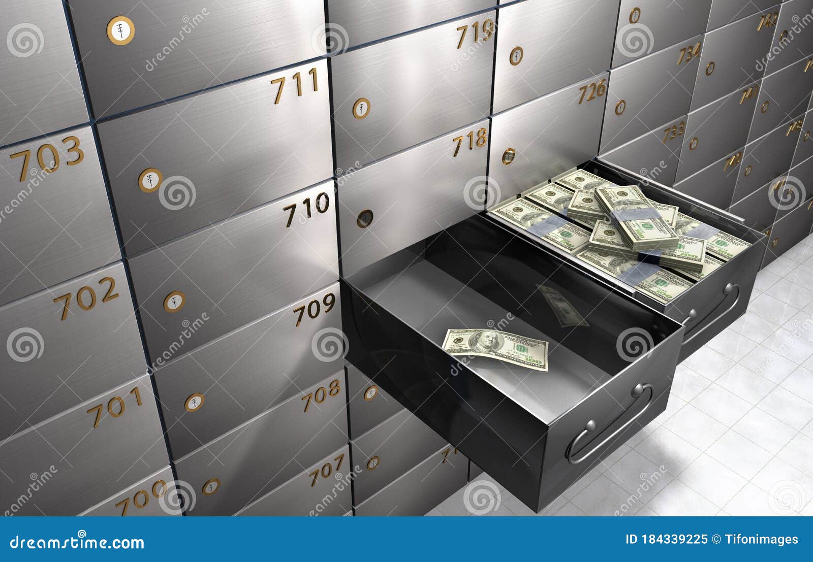 Conceptual Image Contrasting an Empty and a Full Safety Deposit Box ...