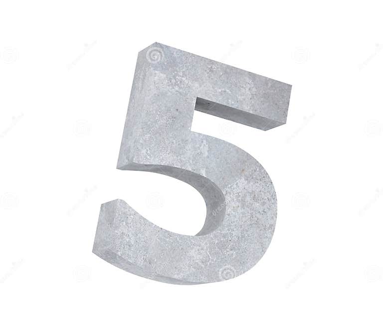 3D Rendering Concrete Number 5 Five. 3D Render Illustration Stock ...