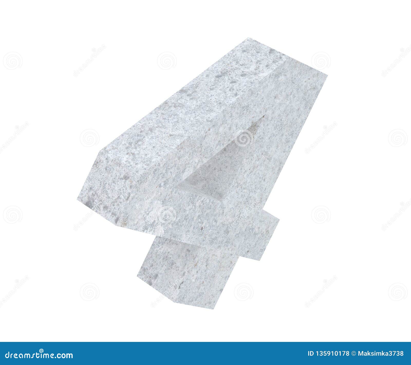 3D Rendering Concrete Number 4 Four. 3D Render Illustration Stock ...