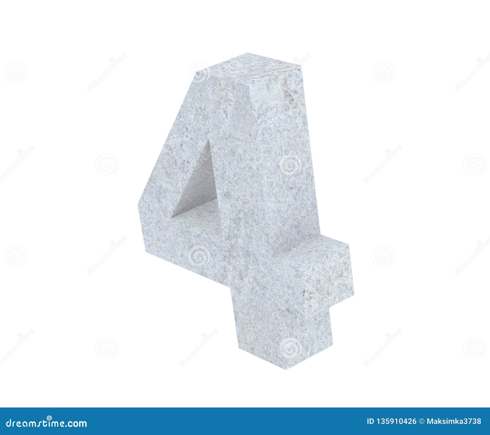 3D Rendering Concrete Number 4 Four. 3D Render Illustration Stock ...