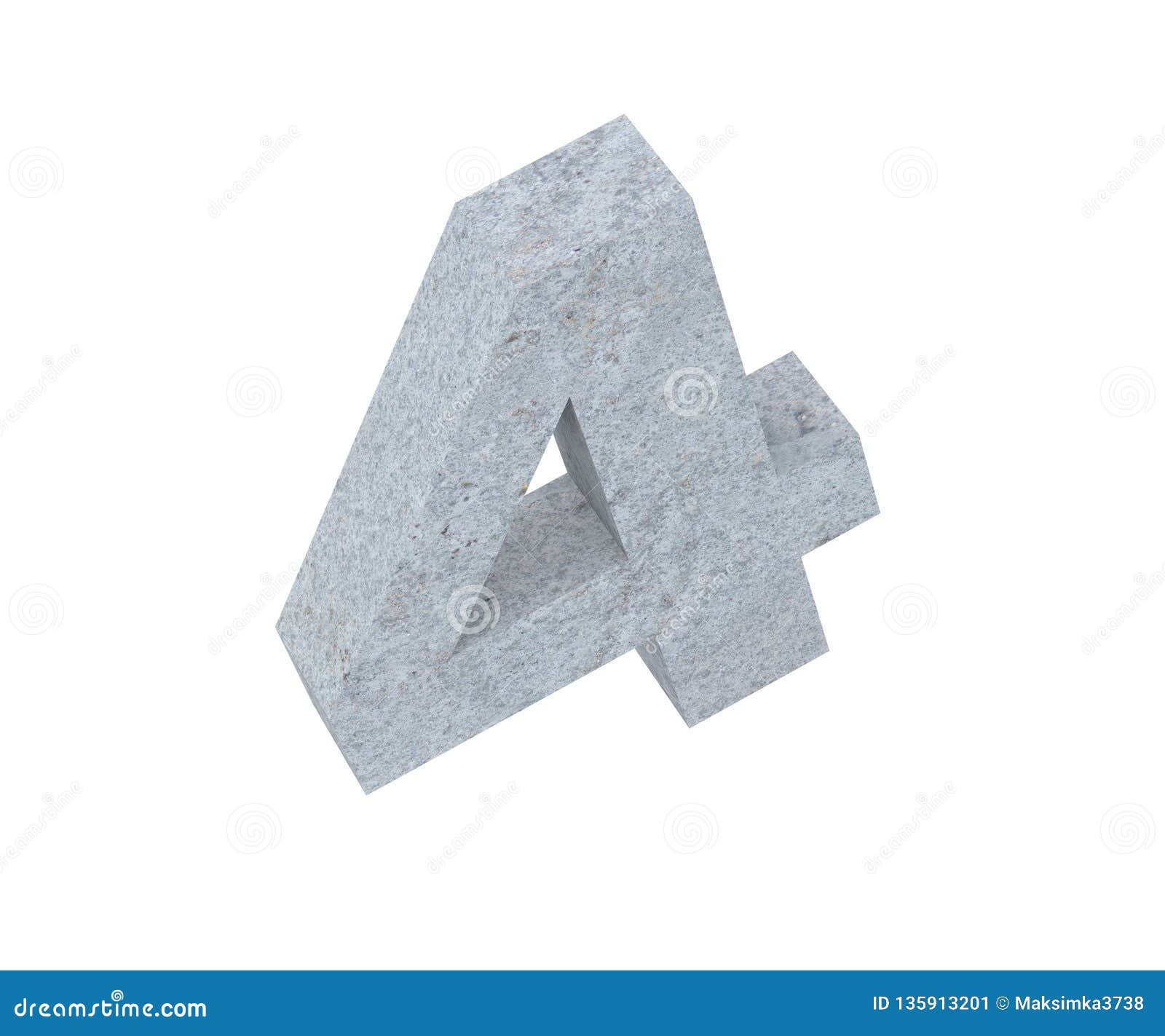 3D Rendering Concrete Number 4 Four. 3D Render Illustration Stock ...