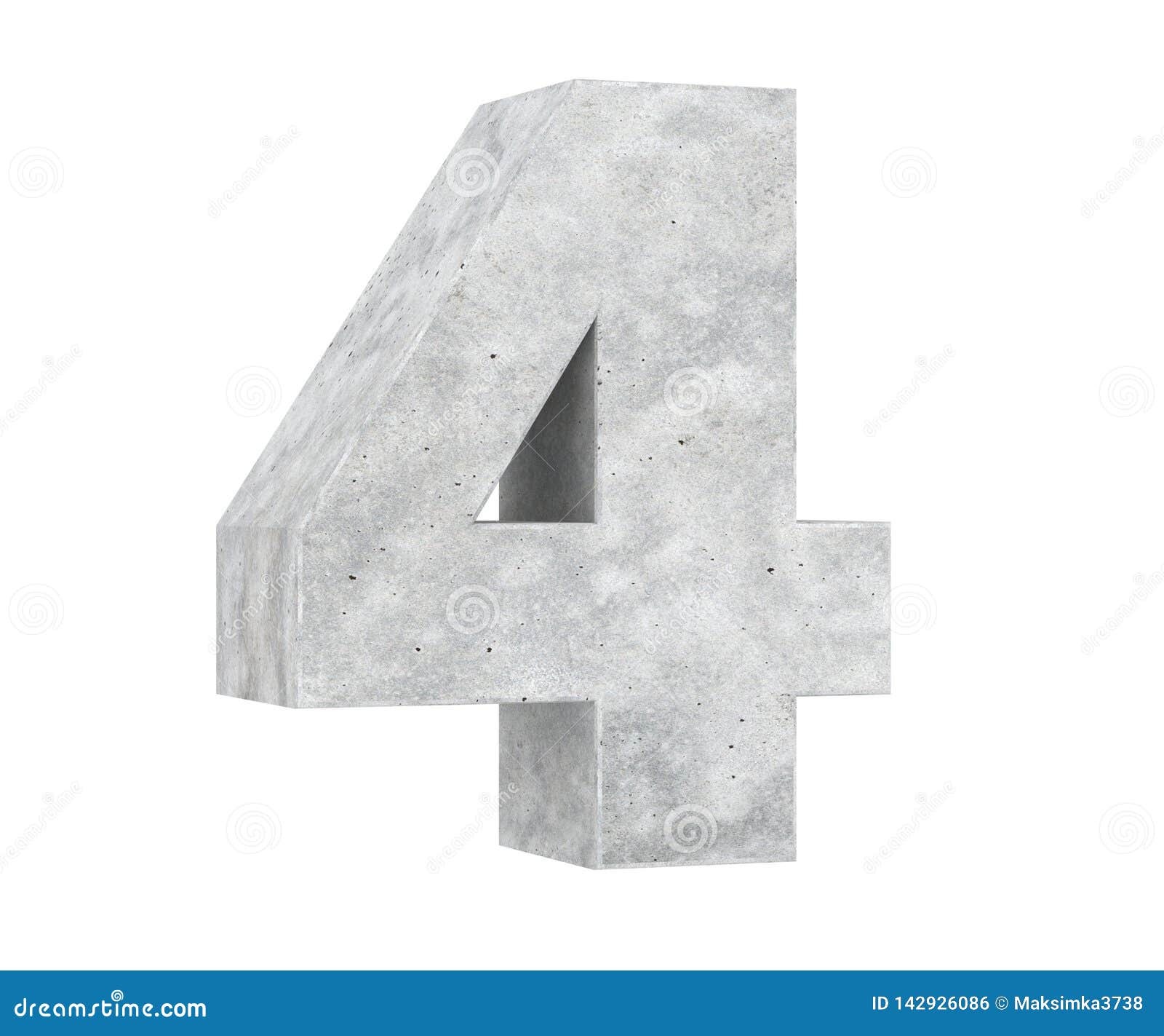 3D Rendering Concrete Number 4 Four. 3D Render Illustration Stock ...