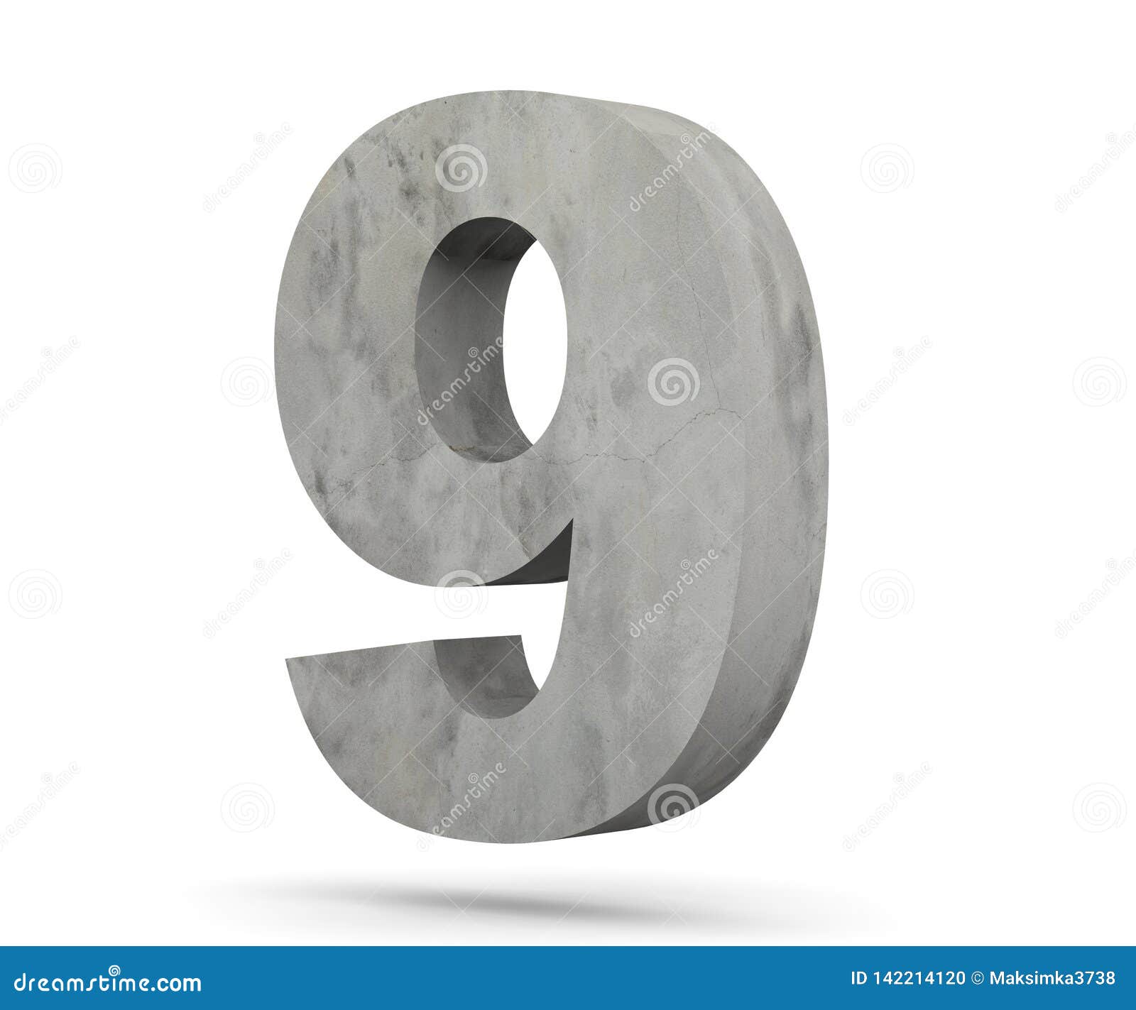 3D Rendering Concrete Number 9 Nine. 3D Render Illustration Stock ...