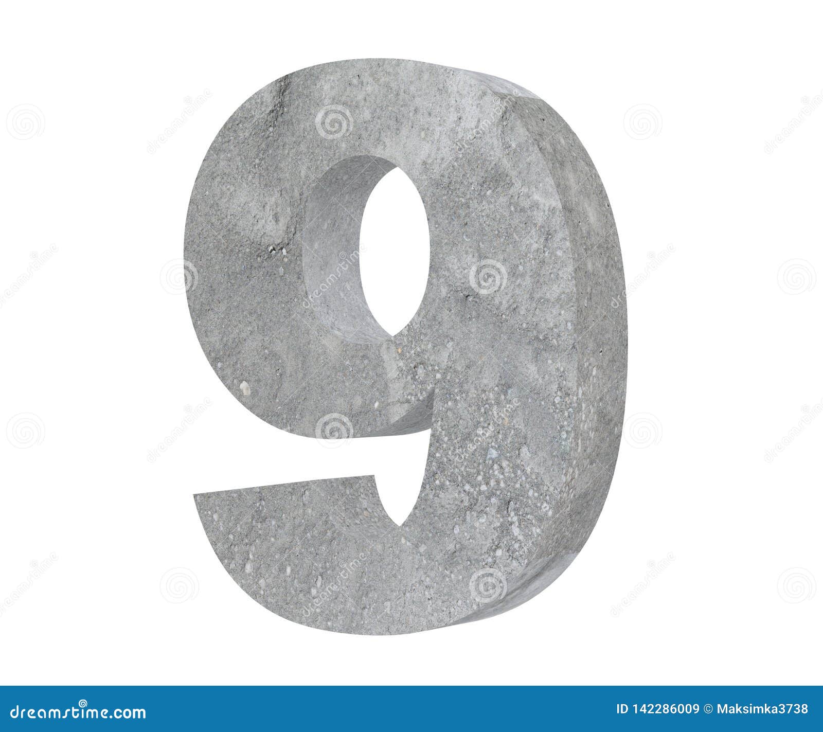 3D Rendering Concrete Number 9 Nine. 3D Render Illustration Stock ...
