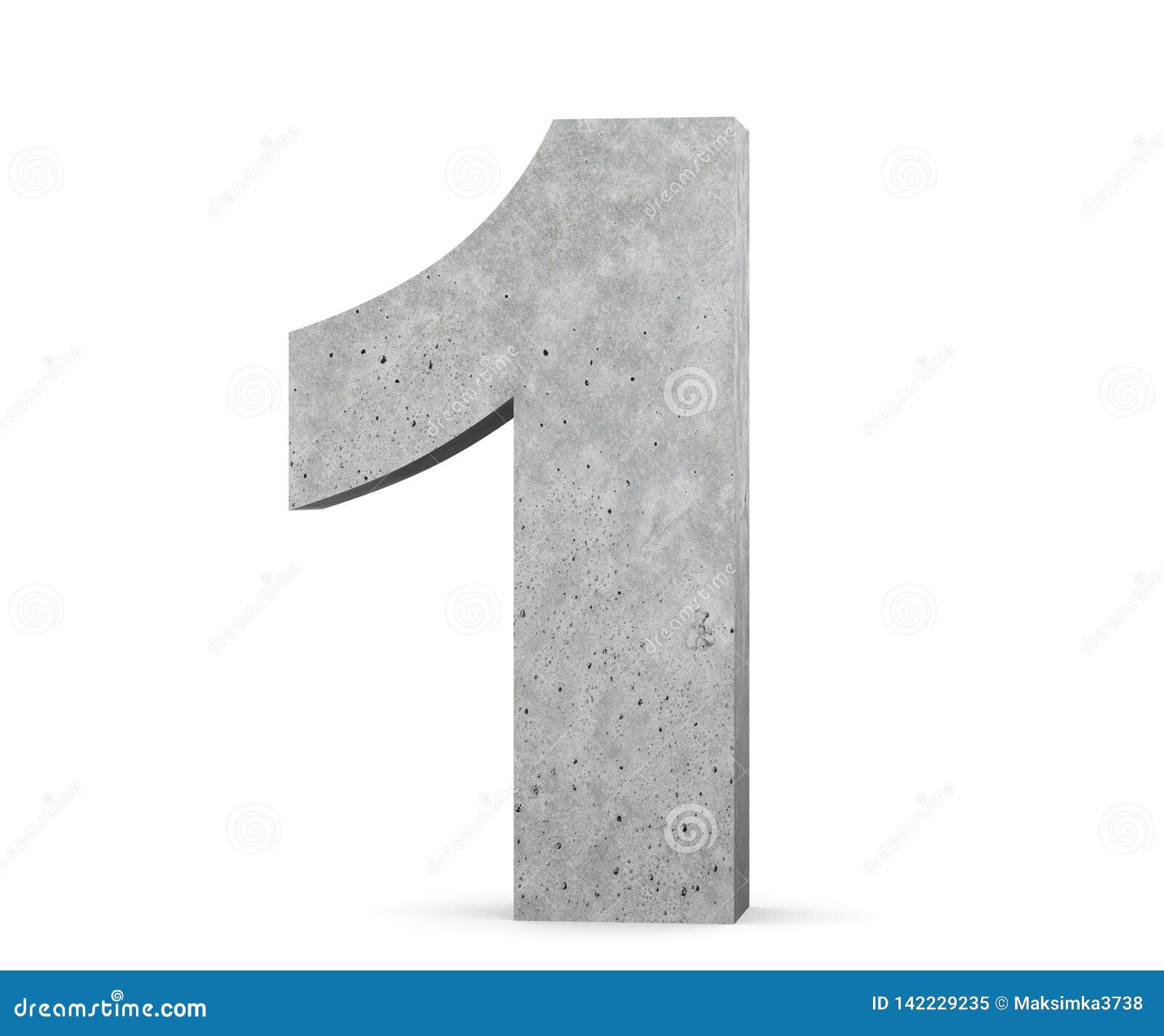 3D Rendering Concrete Number 1 One. 3D Render Illustration Stock ...