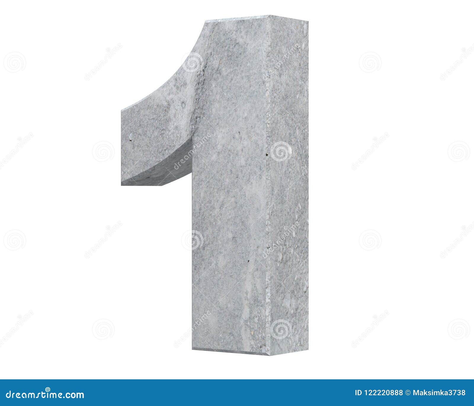 3D Rendering Concrete Number 1 One. 3D Render Illustration Stock ...
