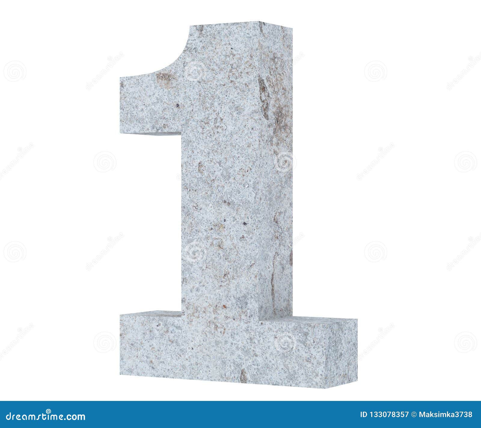 3D Rendering Concrete Number 1 One. 3D Render Illustration. Stock ...