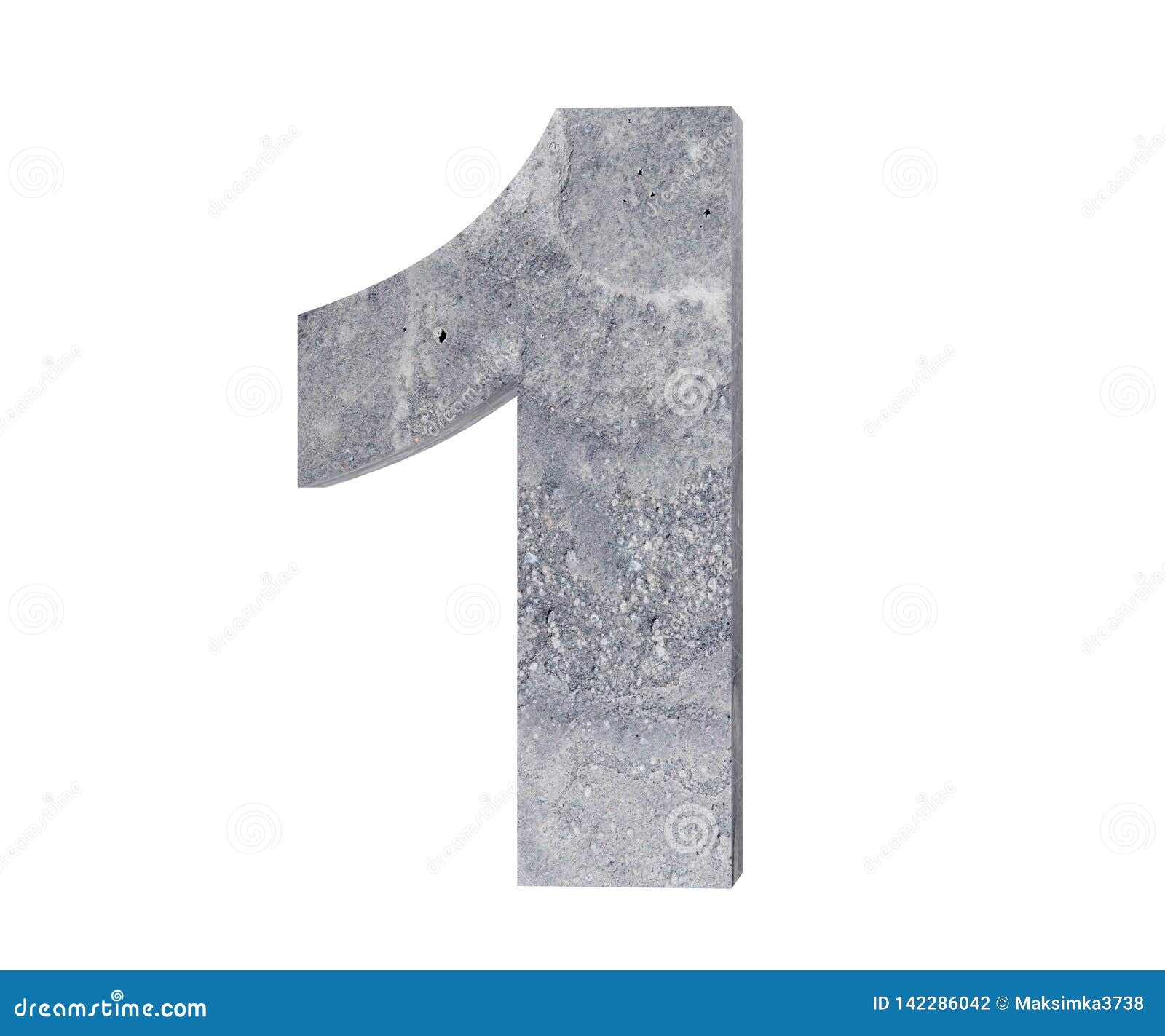 3D Rendering Concrete Number 1 One. 3D Render Illustration Stock ...