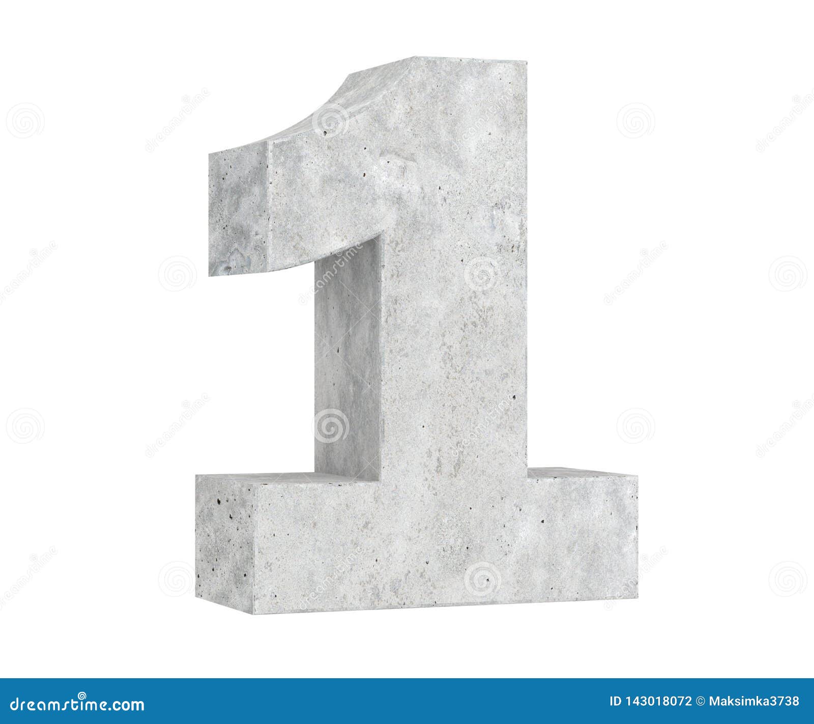 3D Rendering Concrete Number 1 One. 3D Render Illustration Stock ...
