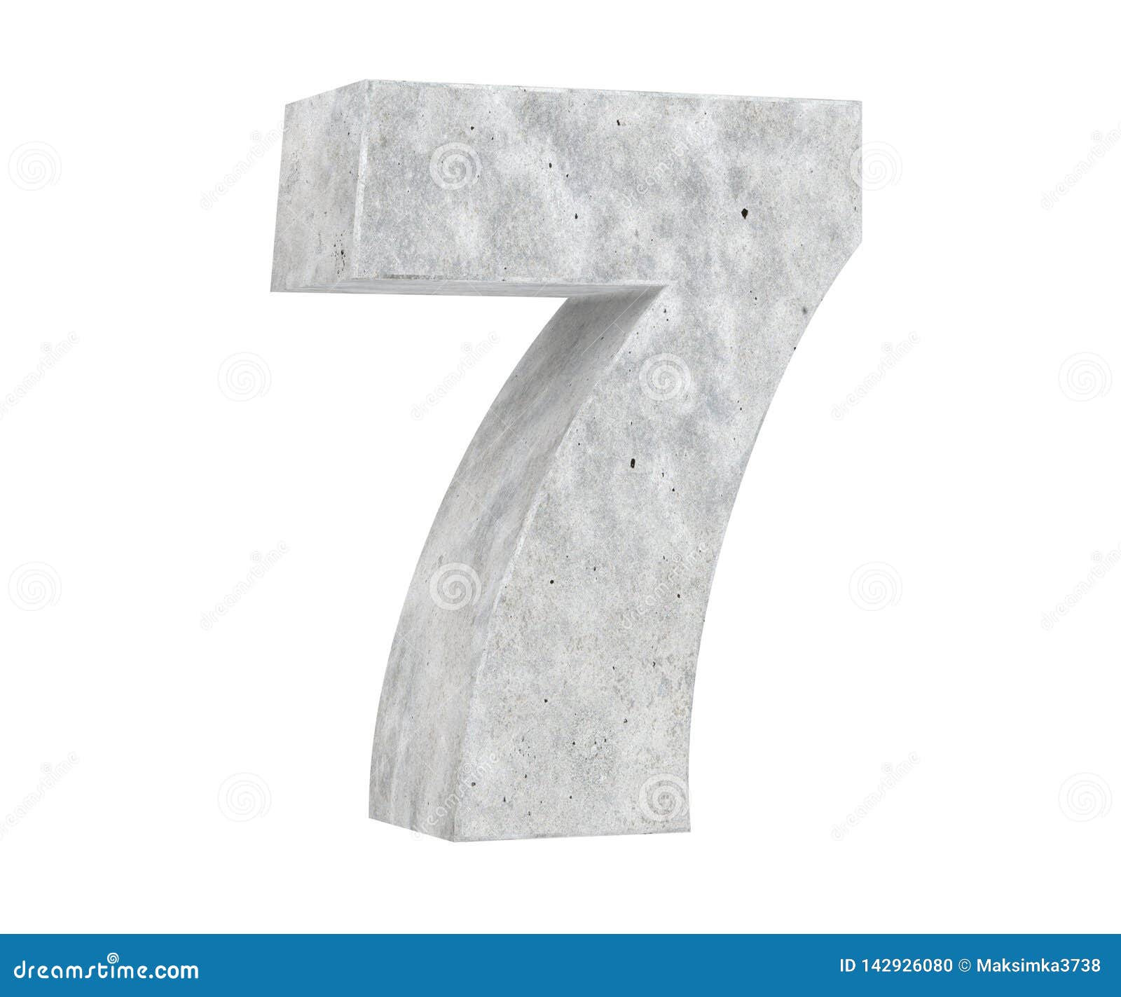 3D Rendering Concrete Number 7 Seven. 3D Render Illustration Stock ...