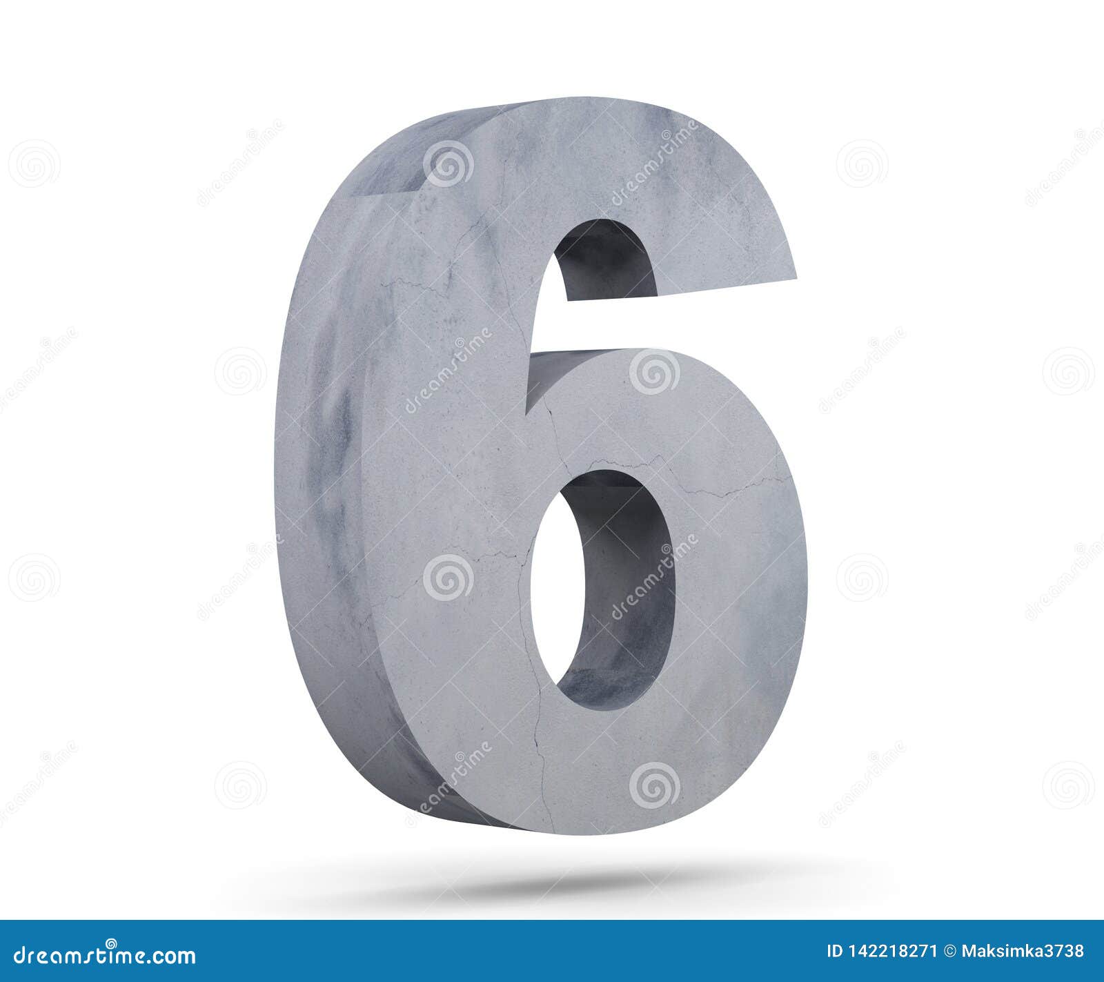 3D Rendering Concrete Number 6 Six. 3D Render Illustration Stock ...