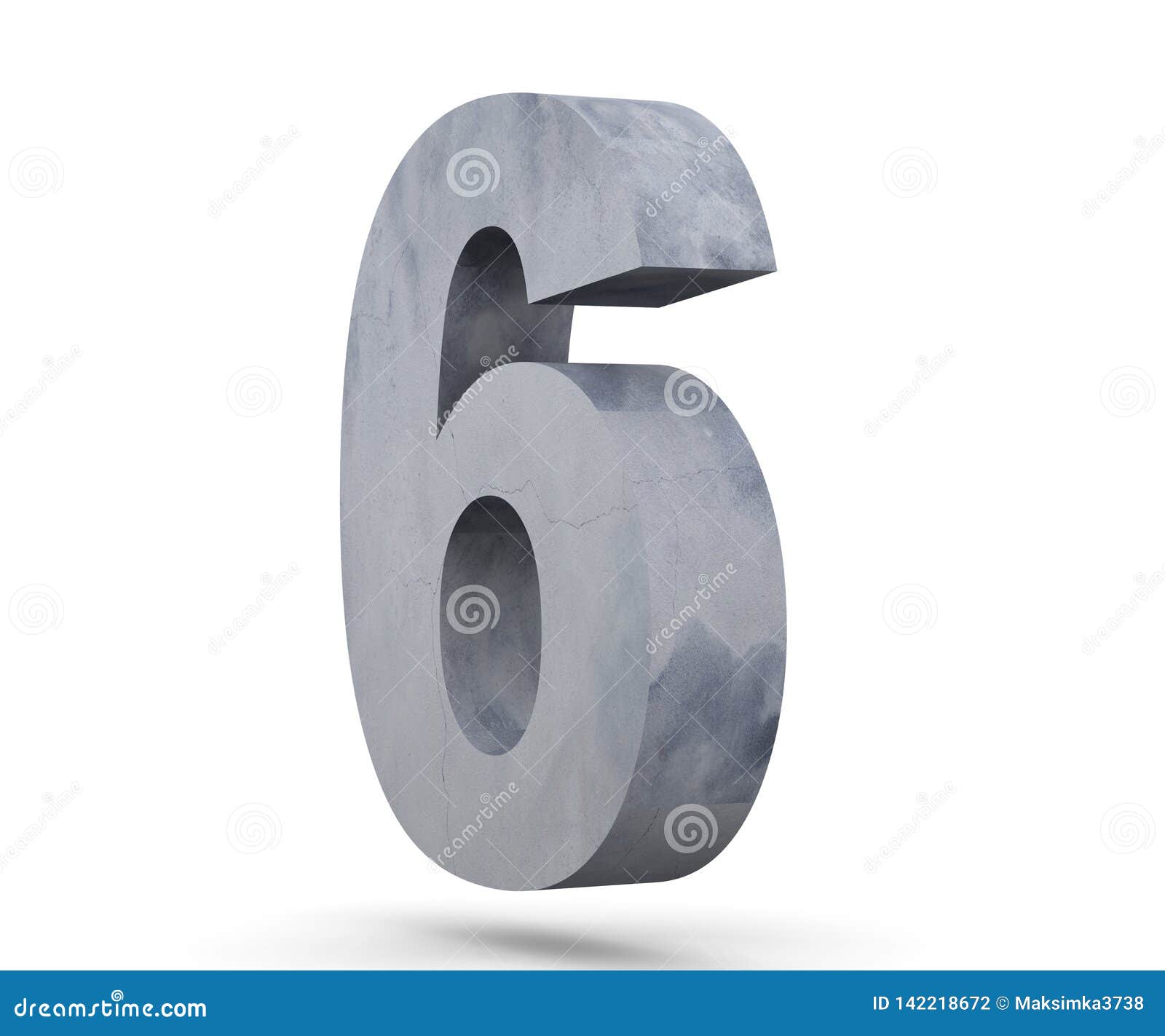 3D Rendering Concrete Number 6 Six. 3D Render Illustration Stock ...