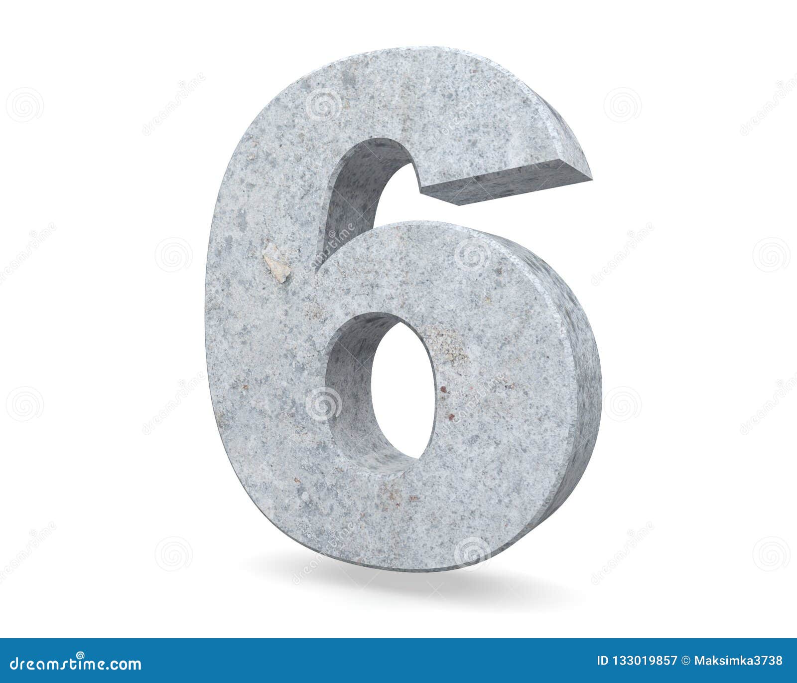 3D Rendering Concrete Number 6 Six. 3D Render Illustration. Stock ...