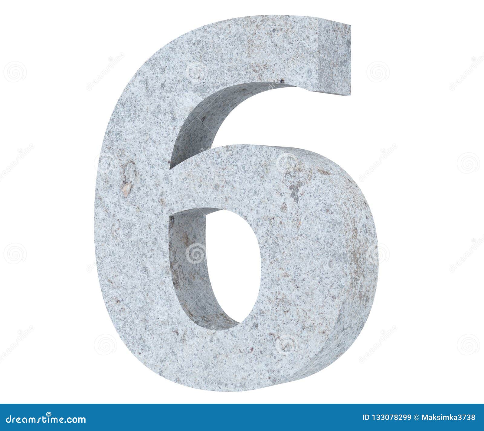 3D Rendering Concrete Number 6 Six. 3D Render Illustration. Stock ...