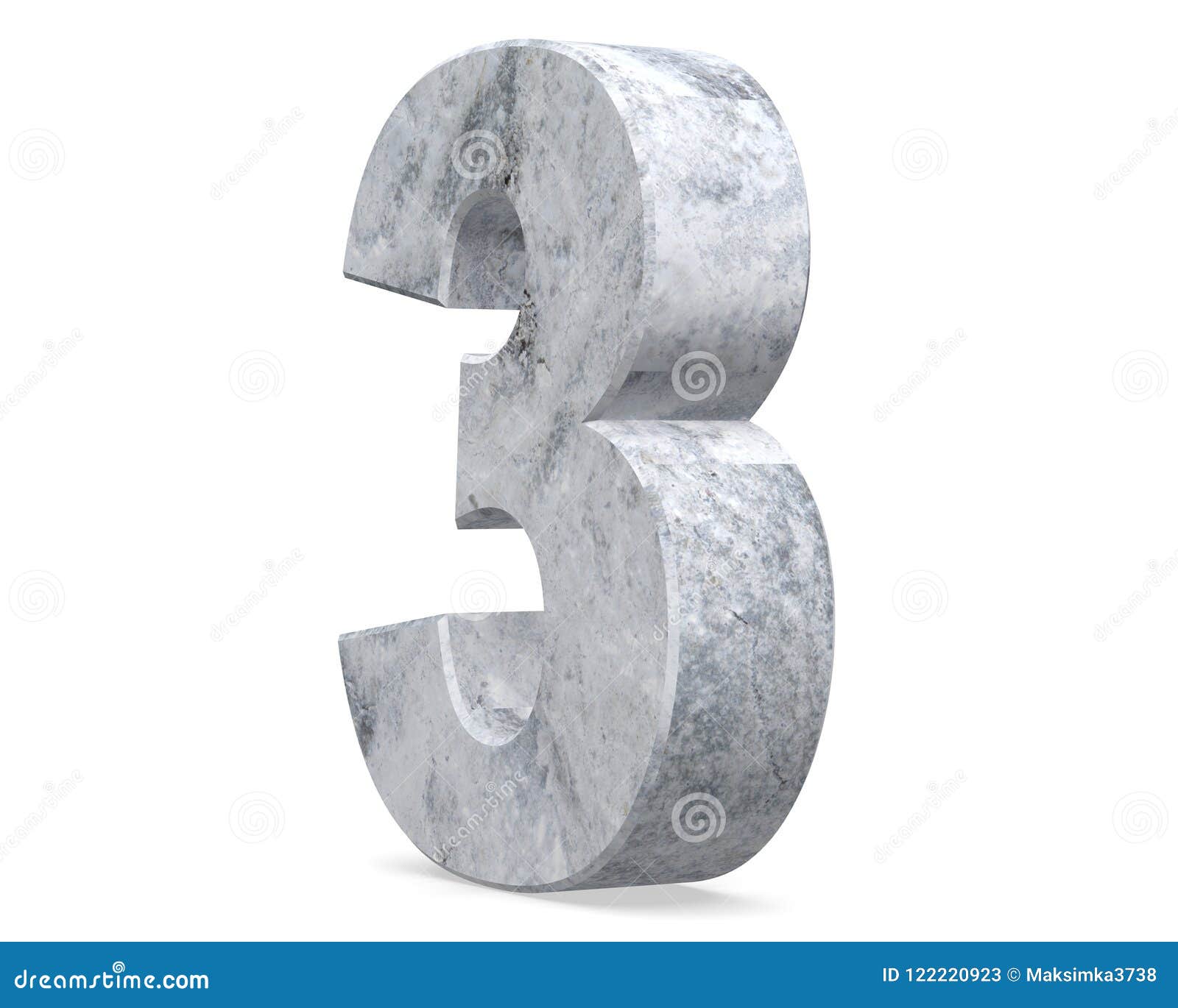 3D Rendering Concrete Number 3 Three. 3D Render Illustration Stock ...