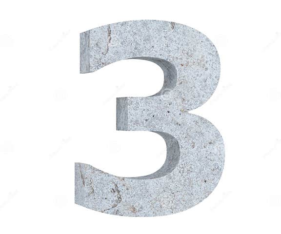 3D Rendering Concrete Number 3 Three. 3D Render Illustration. Stock ...