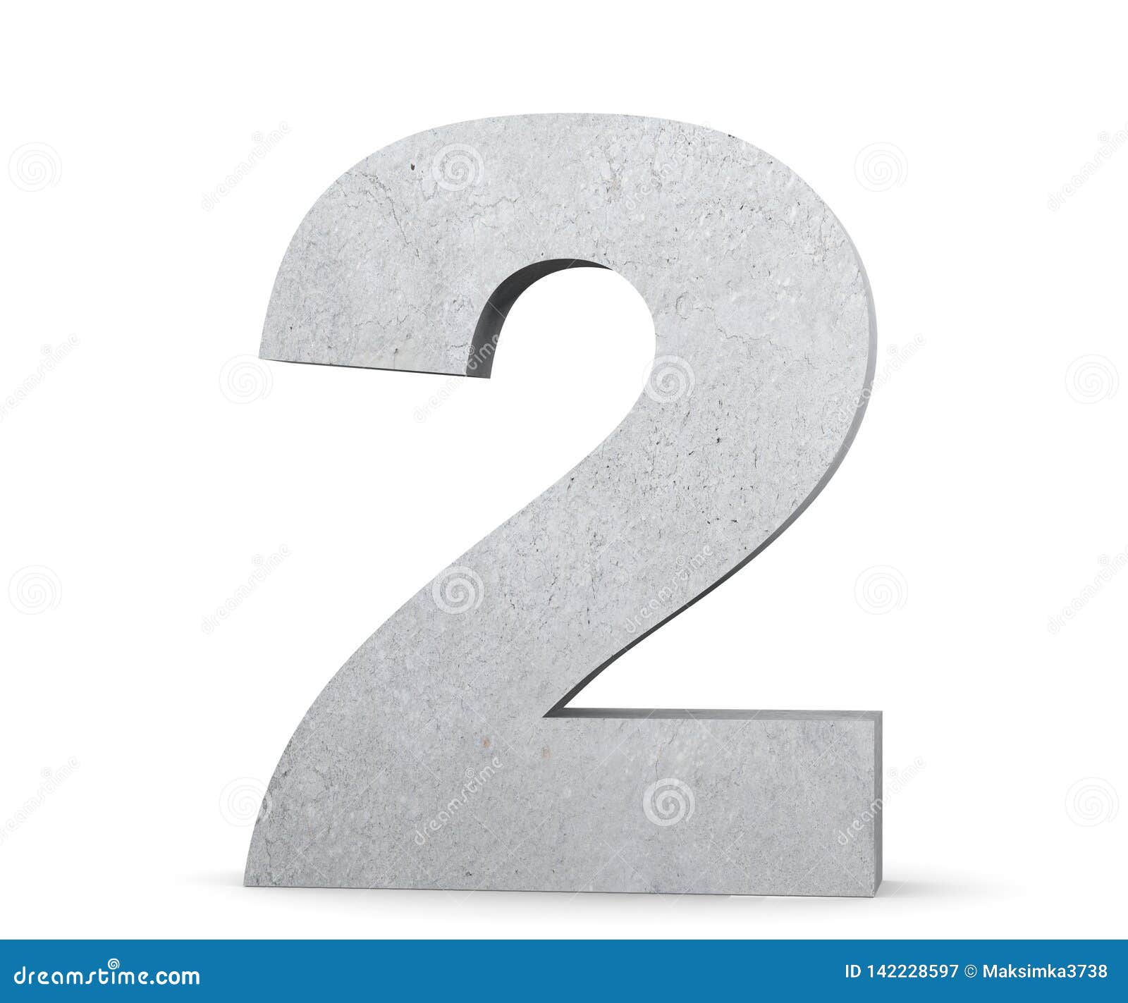 3D Rendering Concrete Number 2 Two. 3D Render Illustration Stock ...