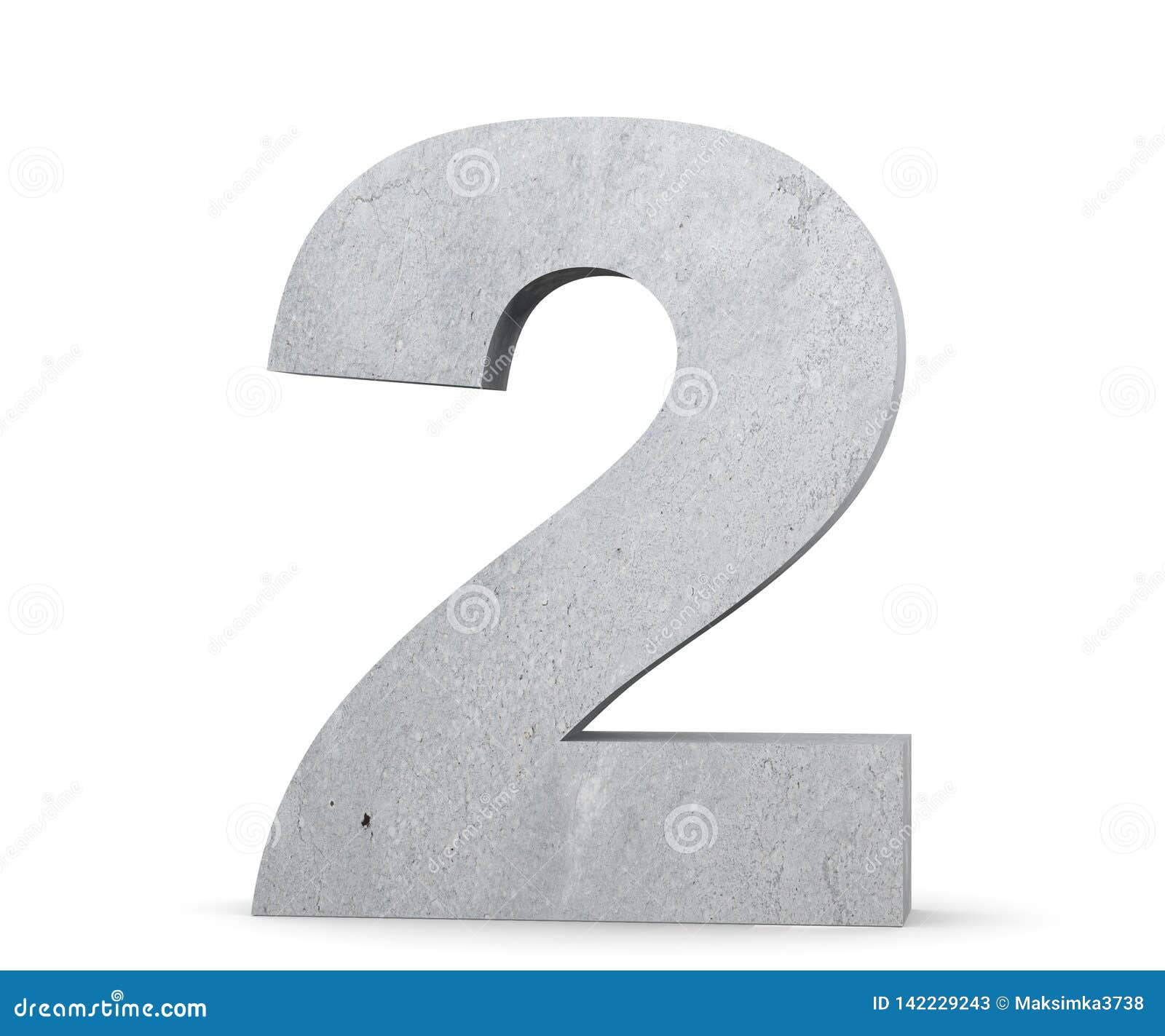 3D Rendering Concrete Number 2 Two. 3D Render Illustration Stock ...