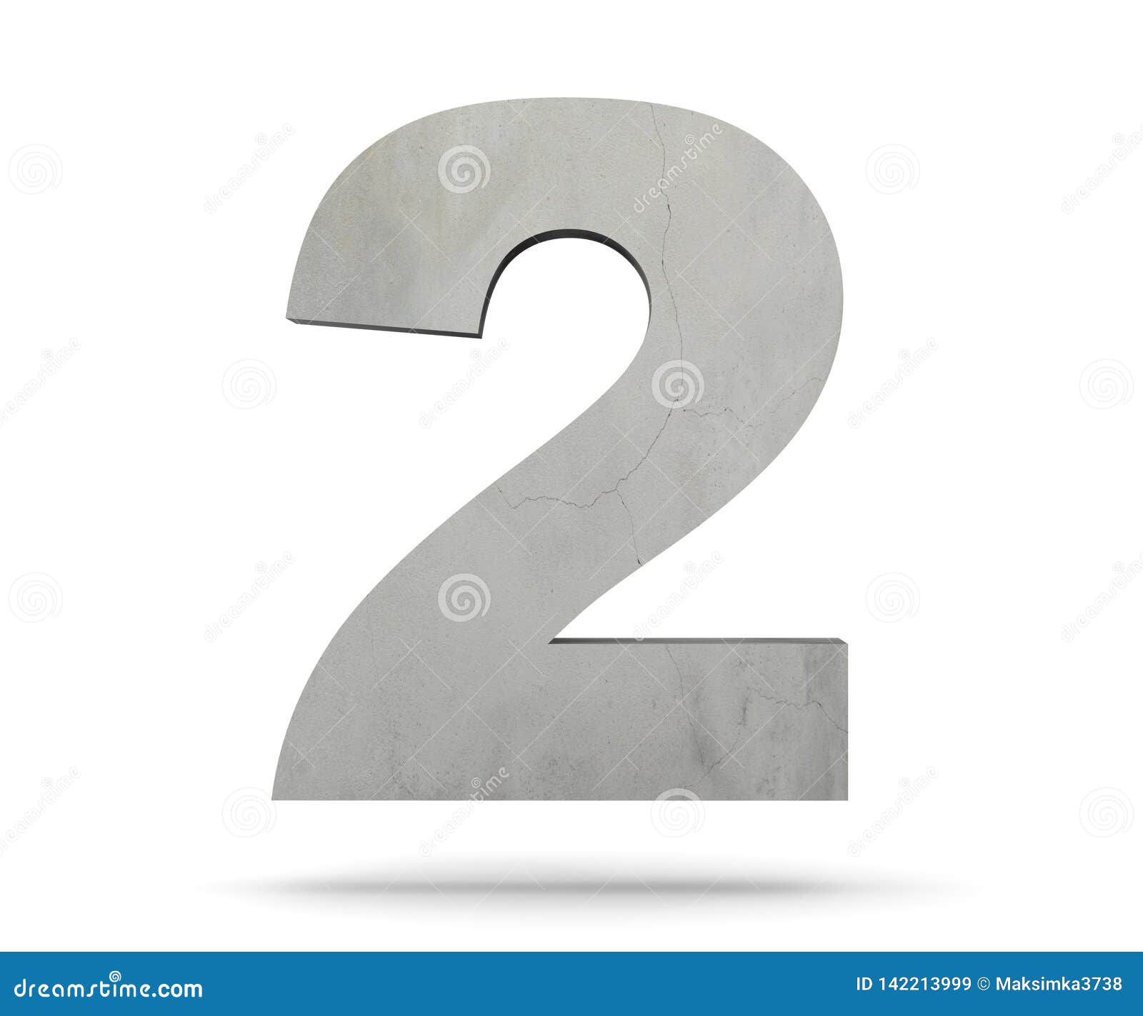 3D Rendering Concrete Number 2 Two. 3D Render Illustration Stock ...