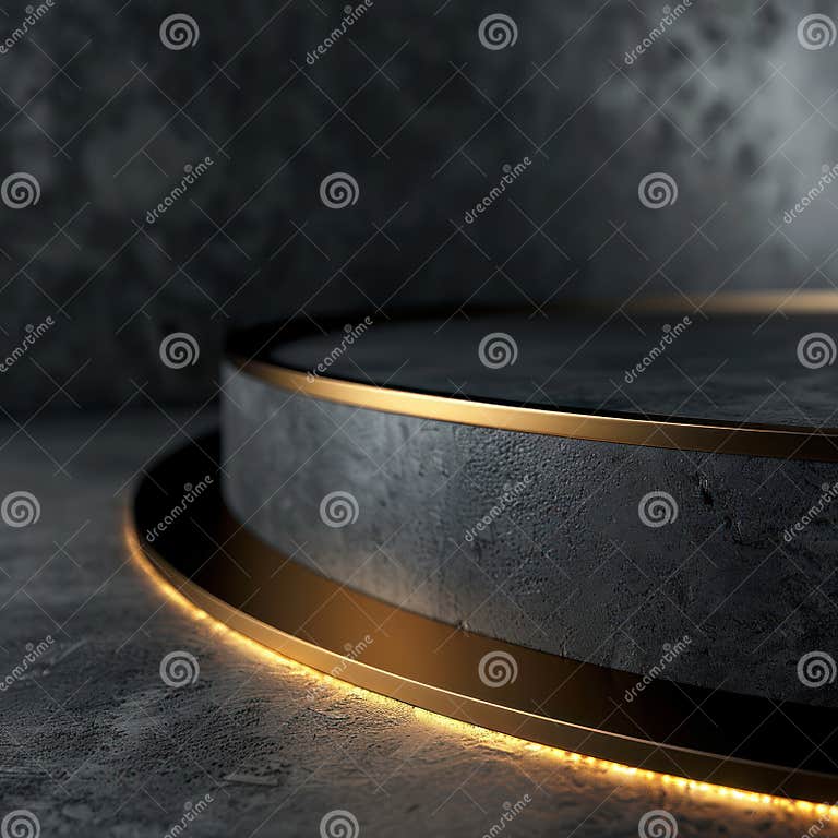 3D Rendering of a Concrete Pedestal with Golden Elements Stock ...