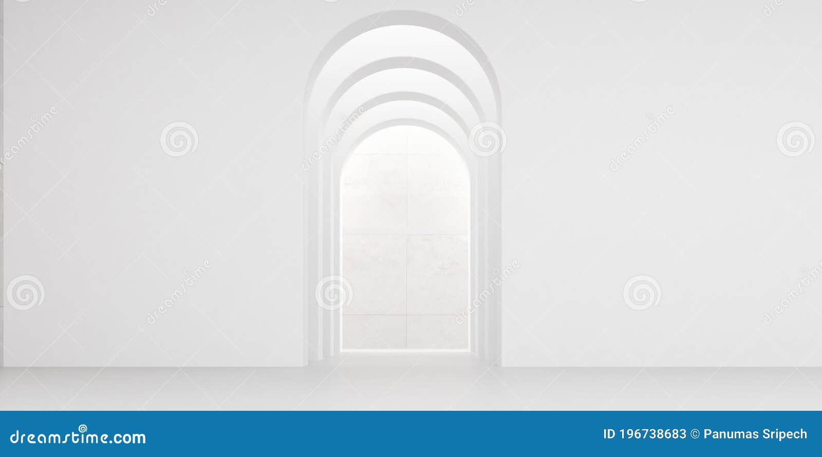 3d Rendering of Concrete Room with Arch Design Stock Illustration ...