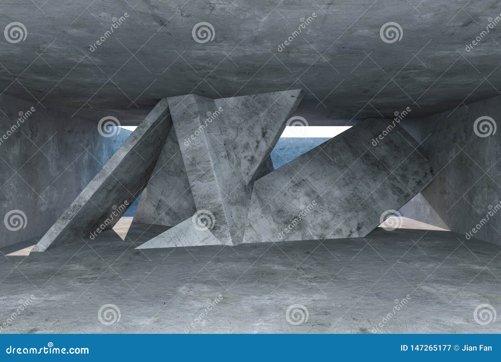 3d Rendering, Concrete Room with Creative Construction Stock ...