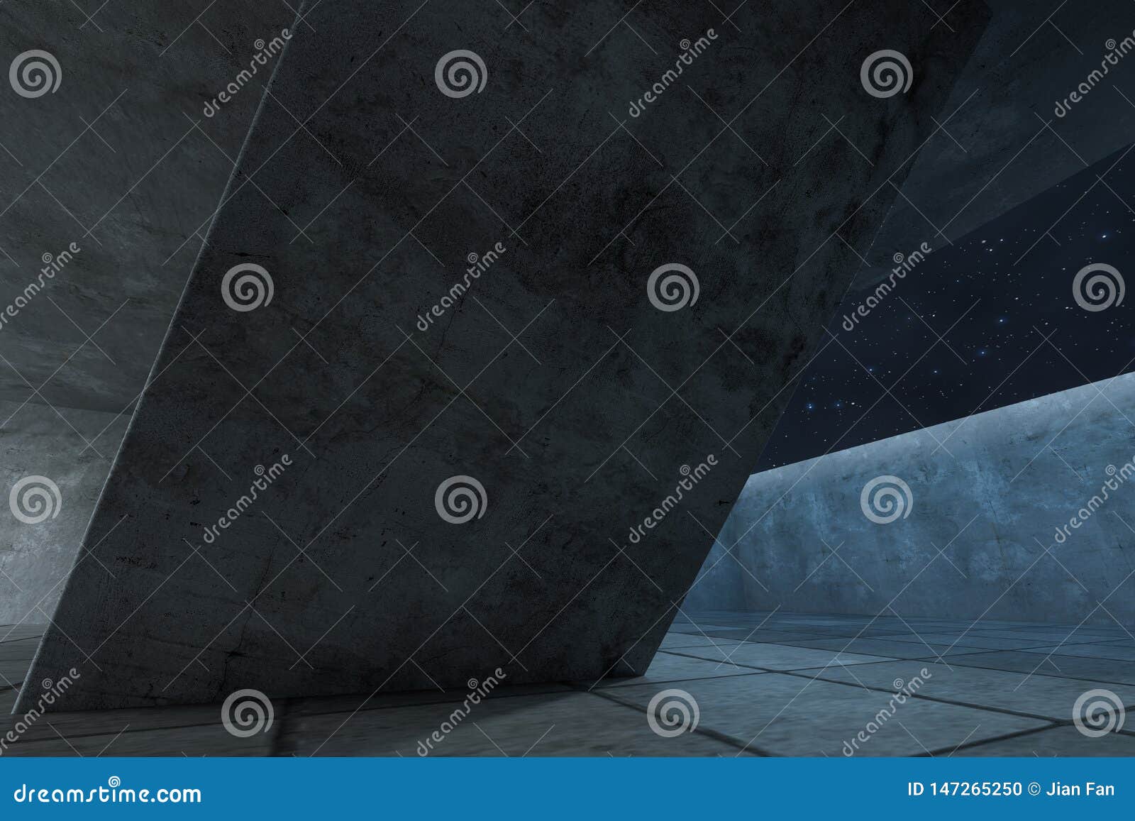 3d Rendering, Concrete Room with Creative Construction Stock ...