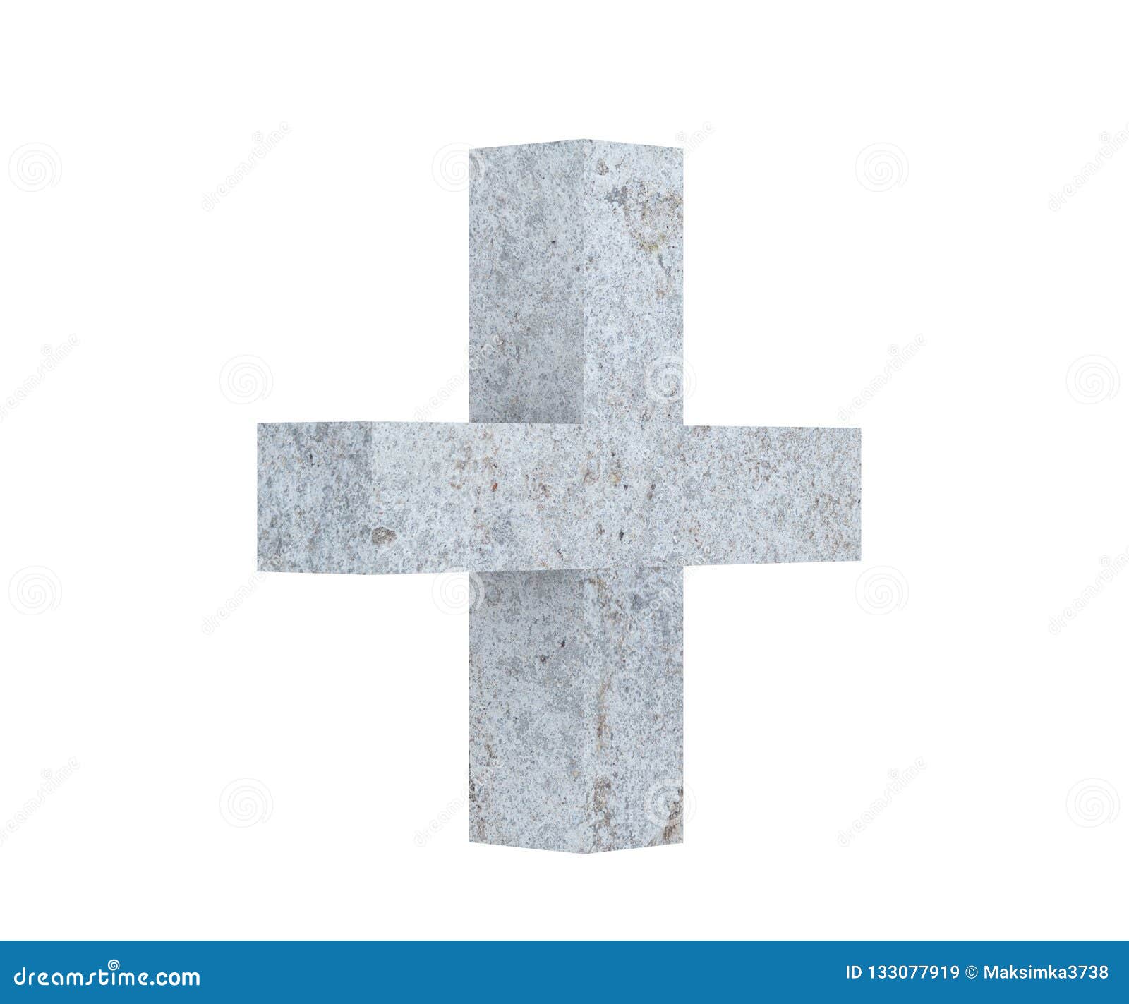 3D Rendering Concrete Symbol - Plus. 3D Render Illustration. Stock ...