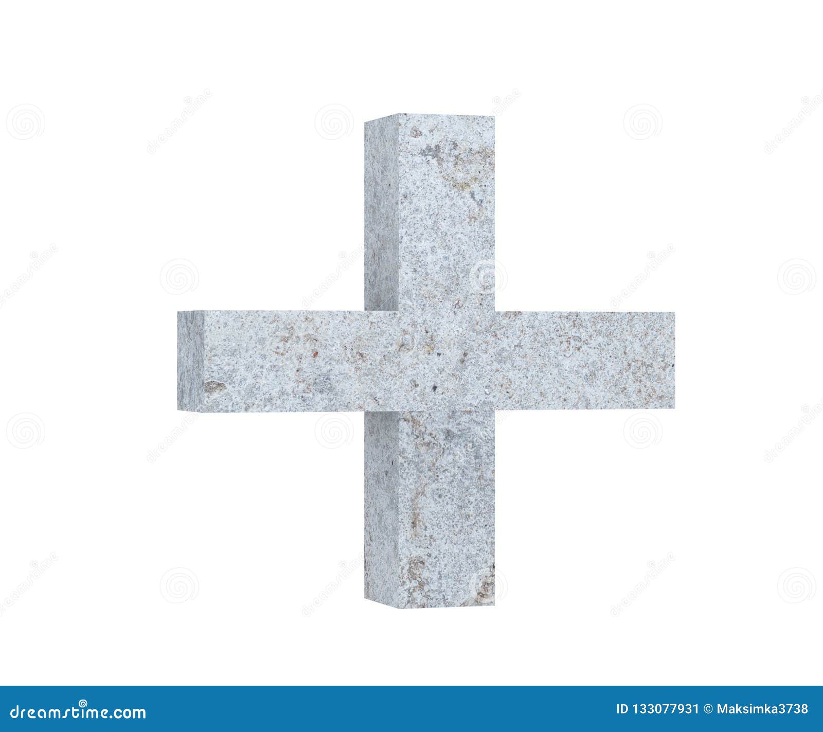 3D Rendering Concrete Symbol - Plus. 3D Render Illustration. Stock ...