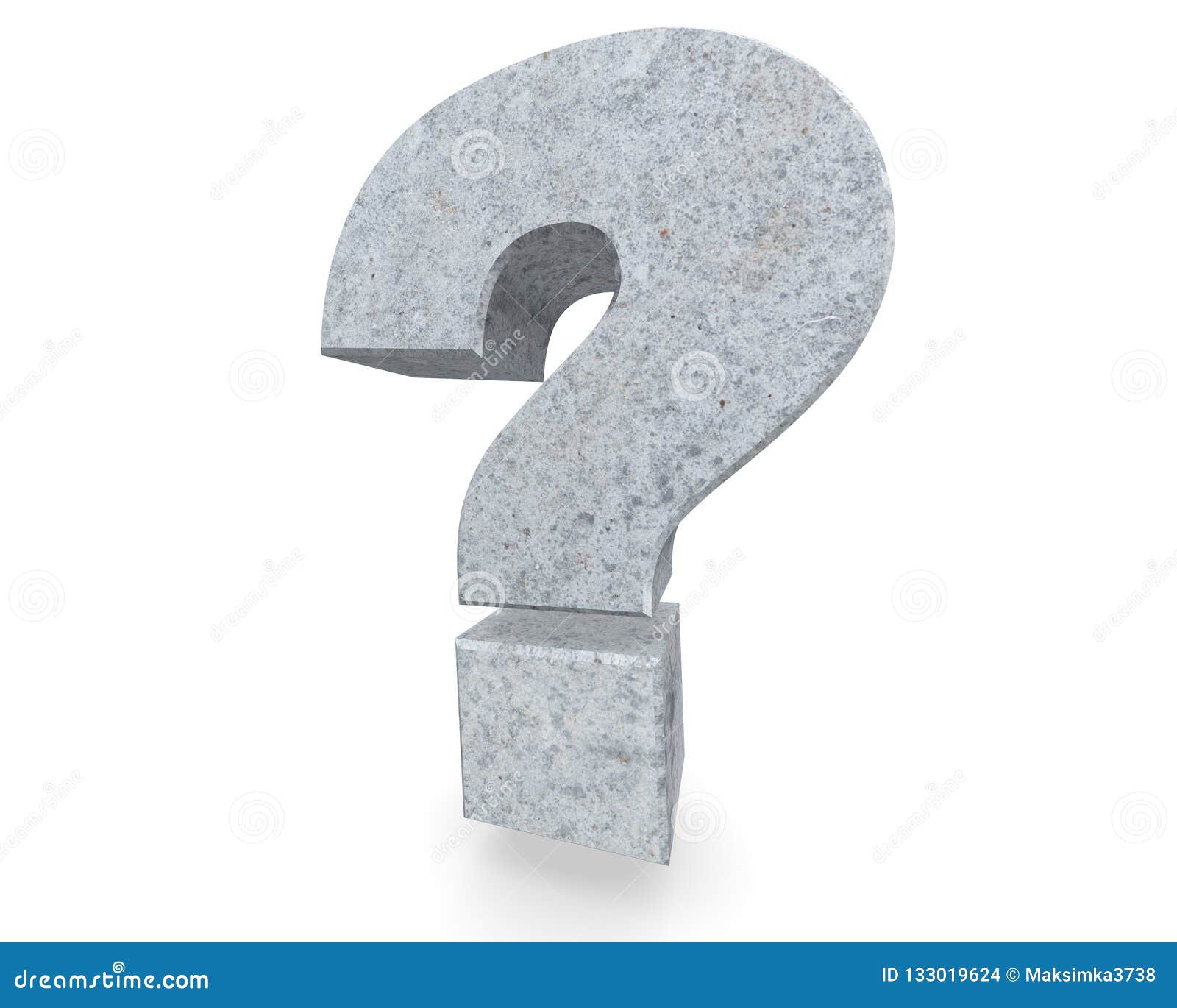 3D Rendering Concrete Symbol - Question Mark. 3D Render Illustration ...
