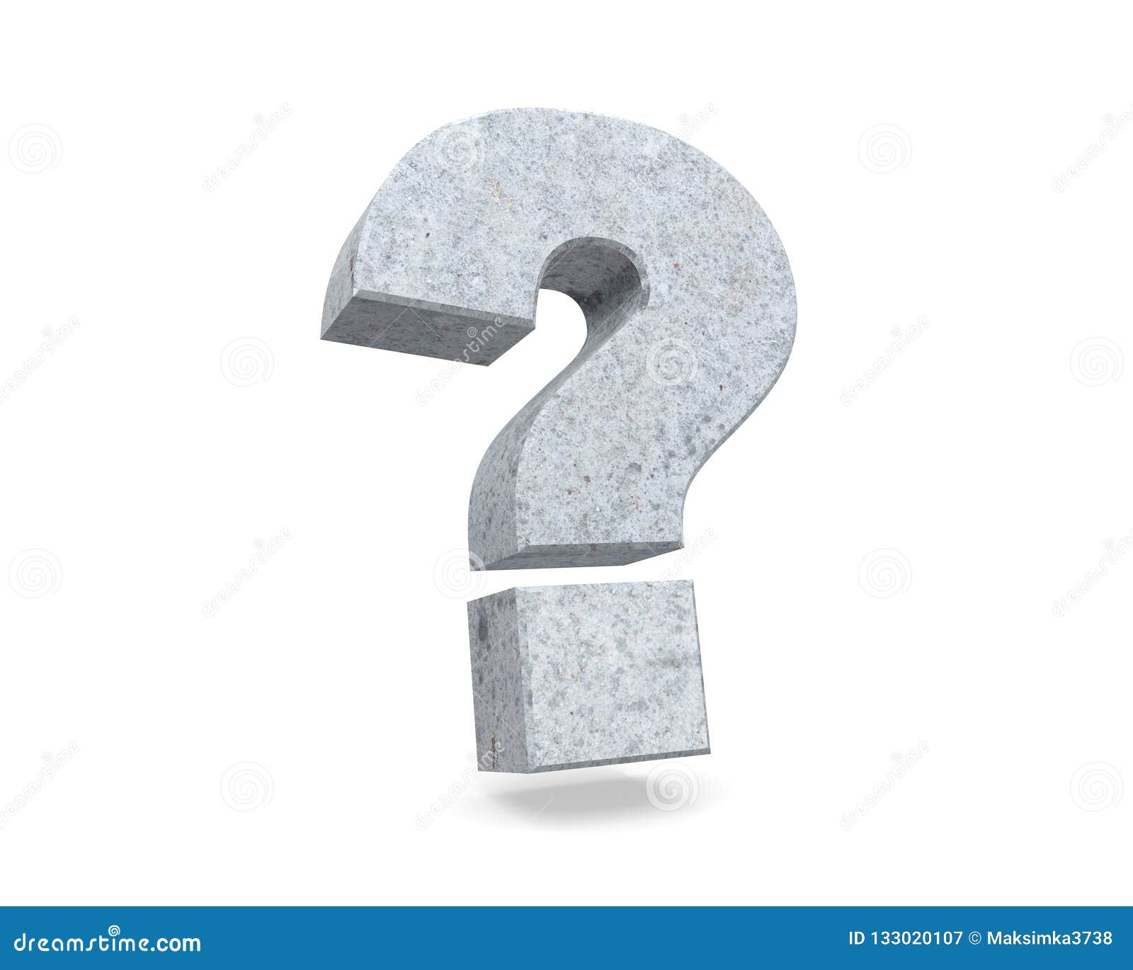 3D Rendering Concrete Symbol - Question Mark. 3D Render Illustration ...