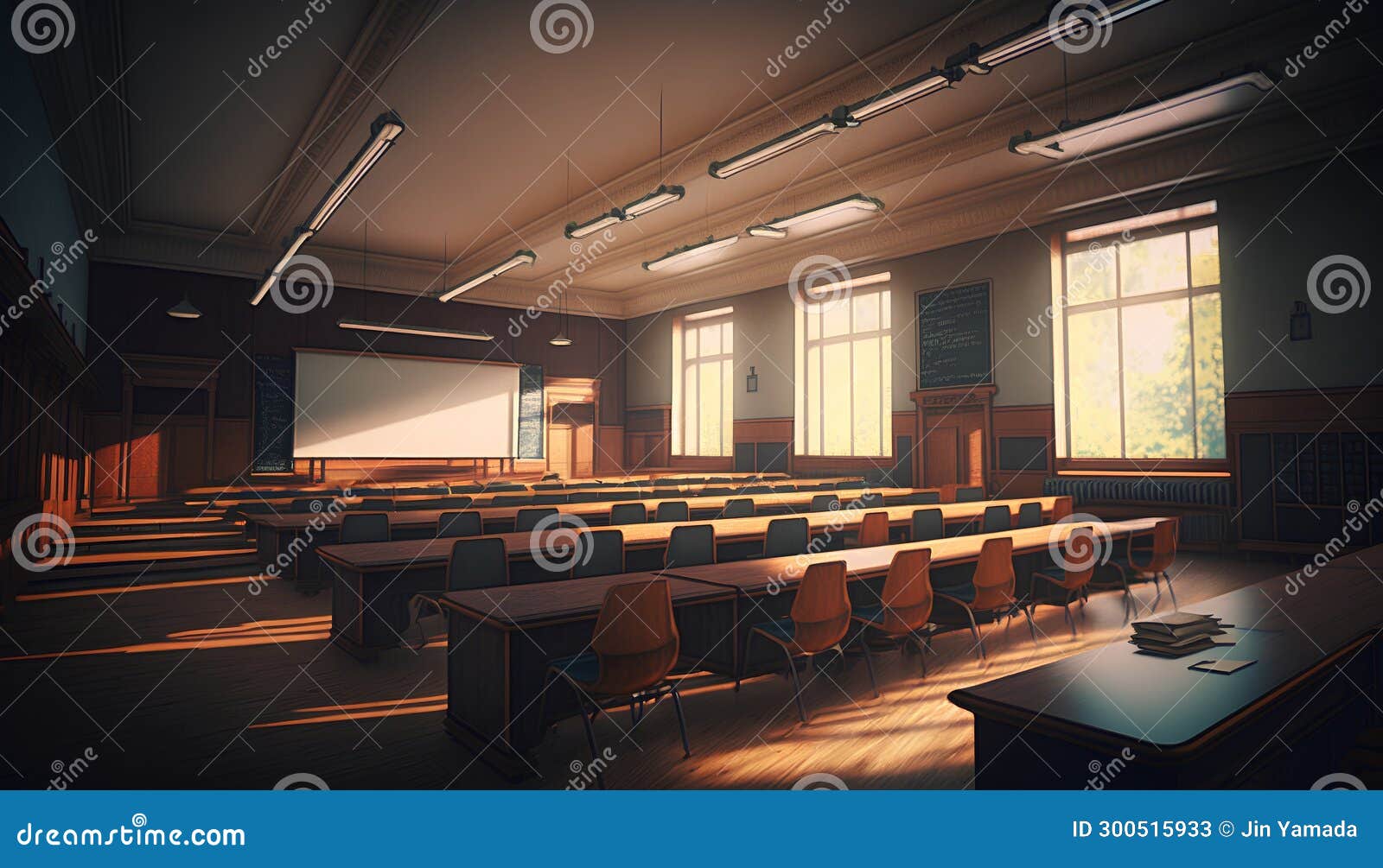 3D Rendering of a Conference Room in an Old School Style. Stock ...