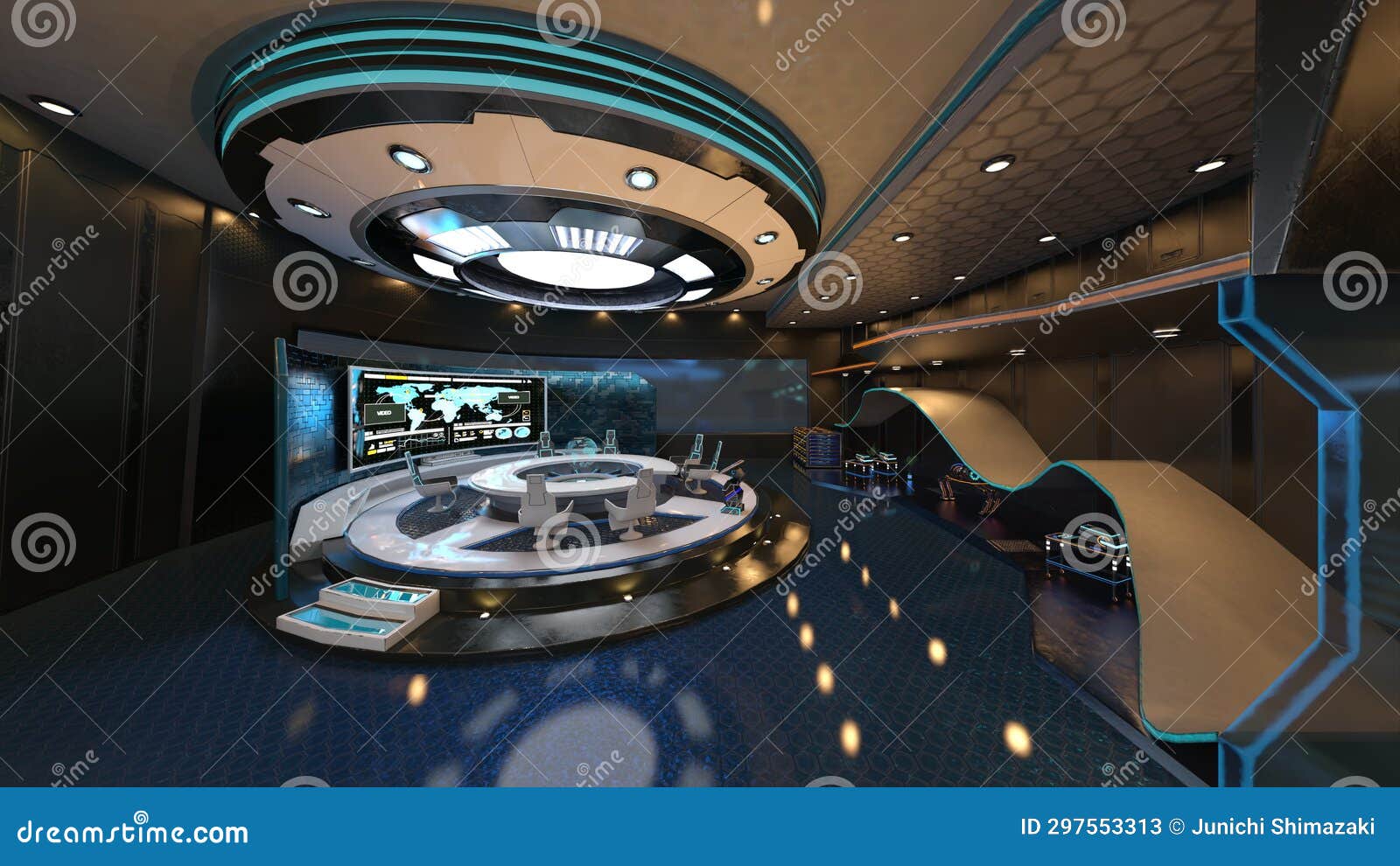 3D Rendering of the Conference Room in the Spaceship Stock Illustration ...