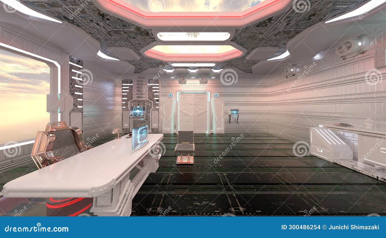 3D Rendering of the Conference Room in the Spaceship Stock Illustration ...