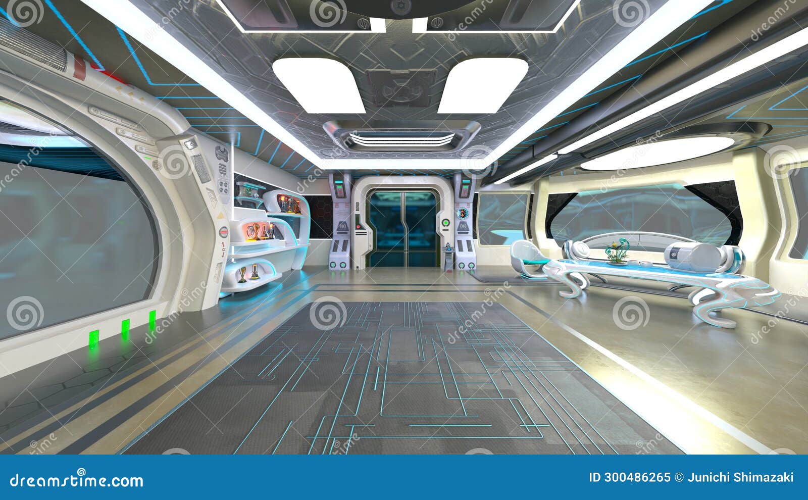 3D Rendering of the Conference Room in the Spaceship Stock Illustration ...