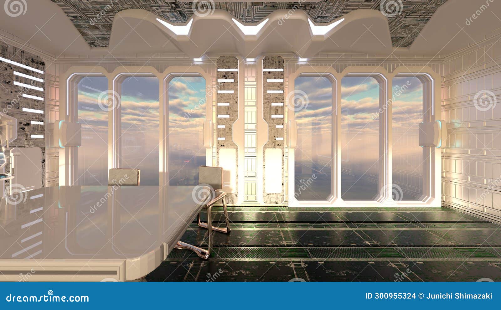 3D Rendering of the Conference Room in the Spaceship Stock Illustration ...