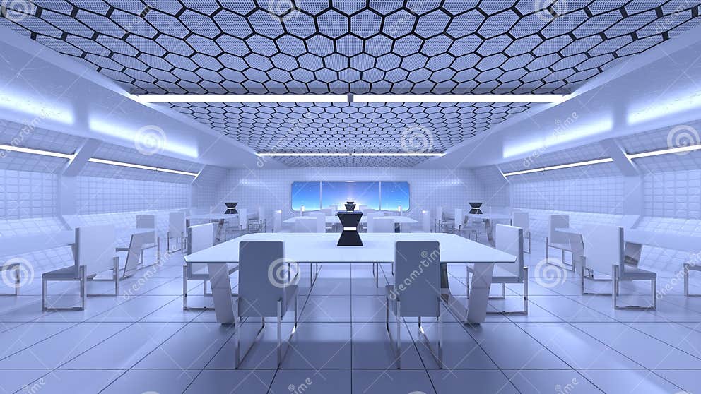 3D Rendering of the Conference Room in the Spaceship Stock Illustration ...