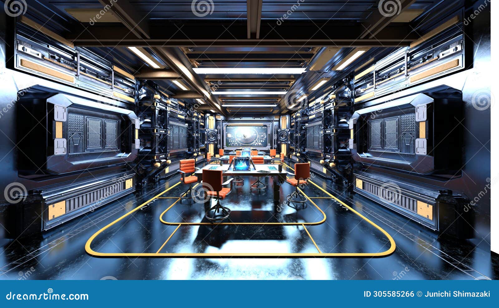 3D Rendering of the Conference Room in the Spaceship Stock Illustration ...