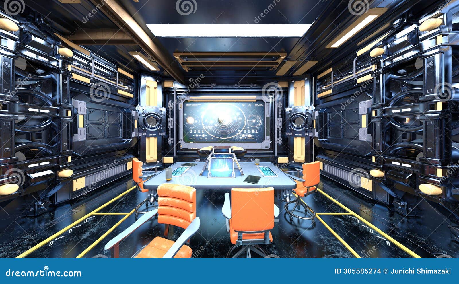 3D Rendering of the Conference Room in the Spaceship Stock Illustration ...