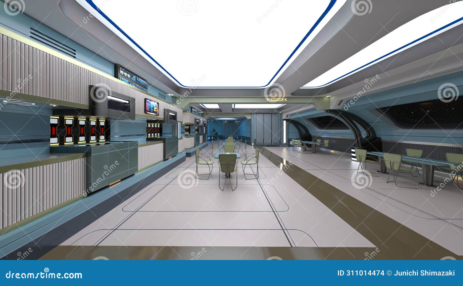 3D Rendering of the Conference Room in the Spaceship Stock Illustration ...