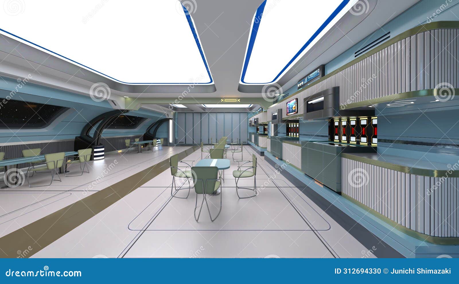 3D Rendering of the Conference Room in the Spaceship Stock Illustration ...